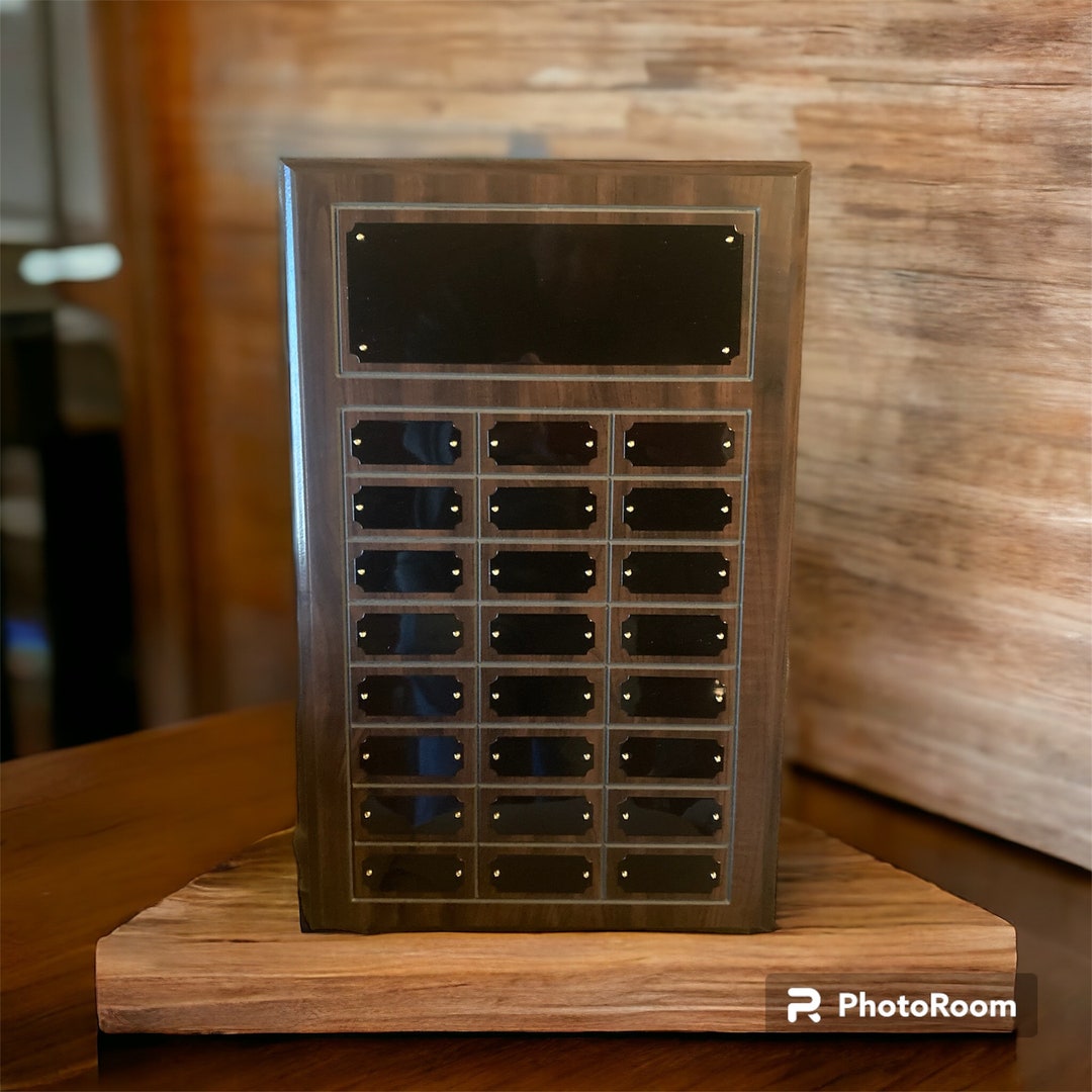 Perpetual Plaque Award 12 X 18. 24 Nameplates W/ Header Plate, Cherry ...