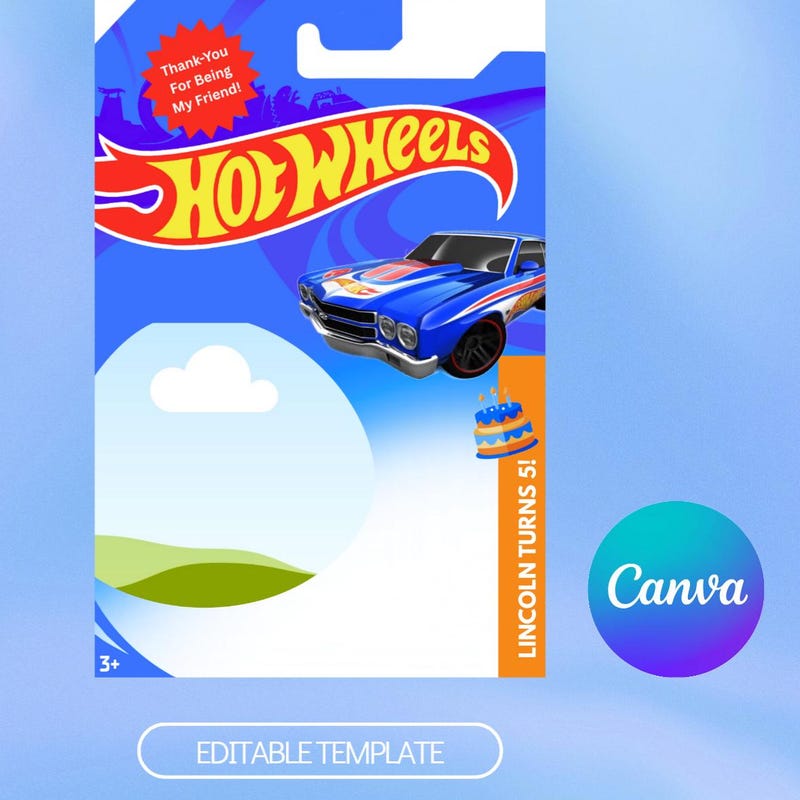 Plantilla de hot wheels para imprimir personalizado - Etsy México