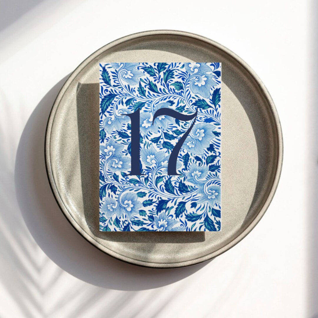 Blue and White Chinoiserie Table Numbers | Instant Download, Canva ...
