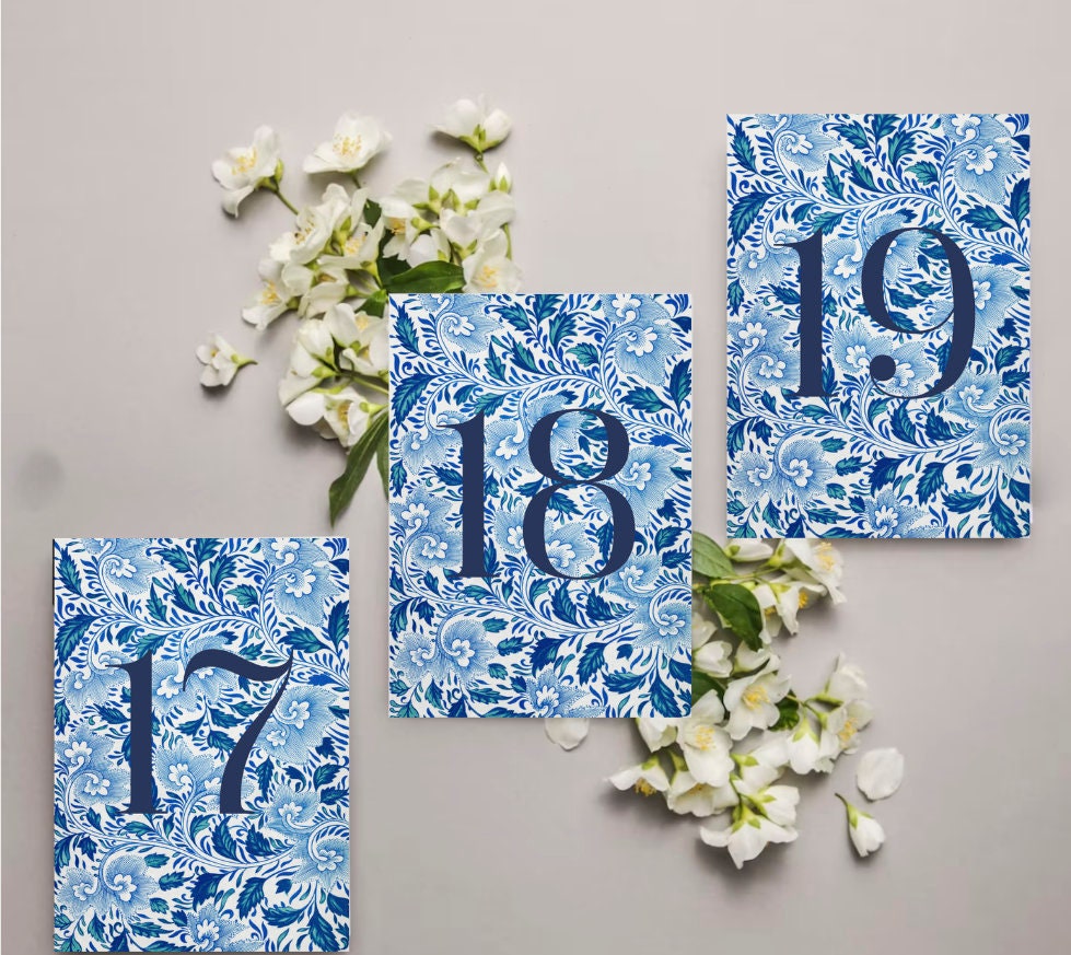 Blue and White Chinoiserie Table Numbers | Instant Download, Canva ...
