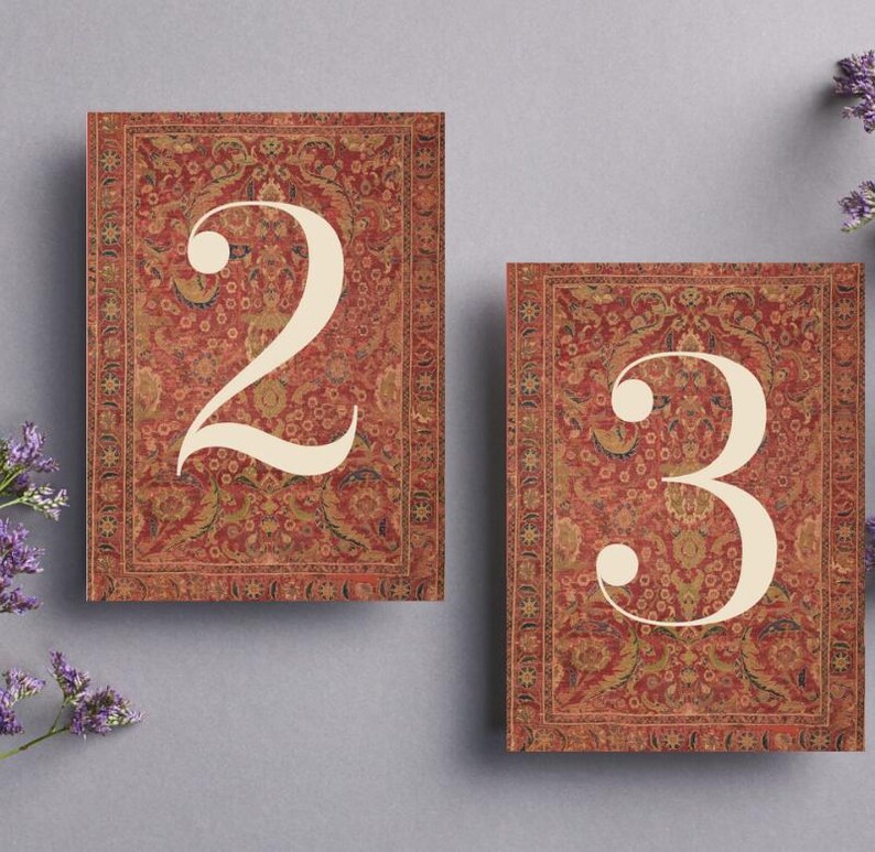 Persian Carpet Table Numbers 1-20 | Printable Canva Template (instant ...