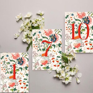 Red Chinoiserie Table Numbers | Instant Download, Canva Template ...