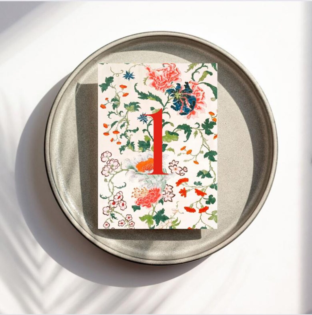 Red Chinoiserie Table Numbers | Instant Download, Canva Template ...