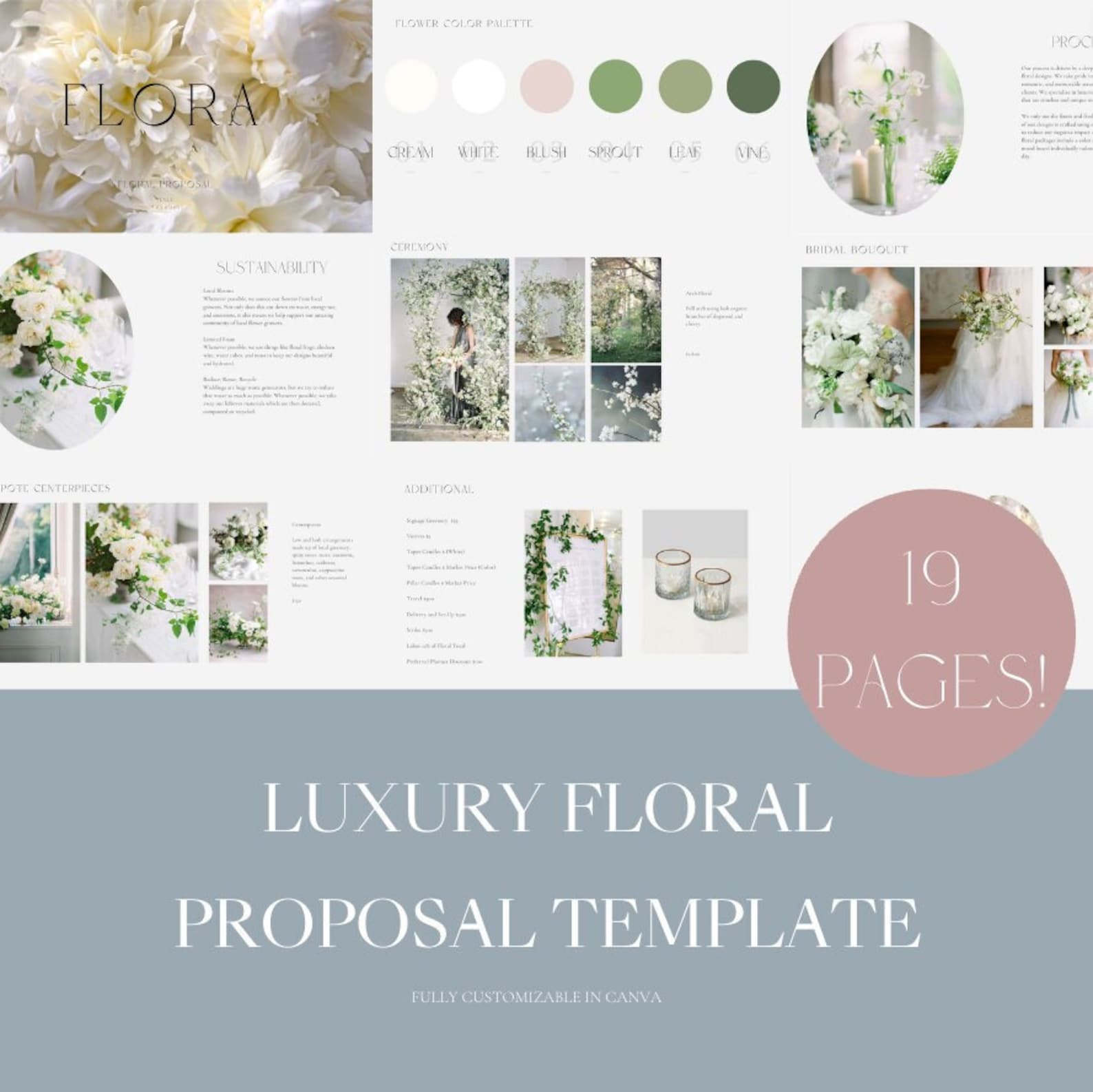 Clean and Modern Luxury Floral Proposal Template | Instant Download ...