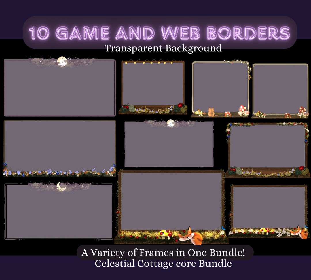 Webcam Overlay Game Webcam Border Celestial Moon Fox Cottage Cat Twitch ...