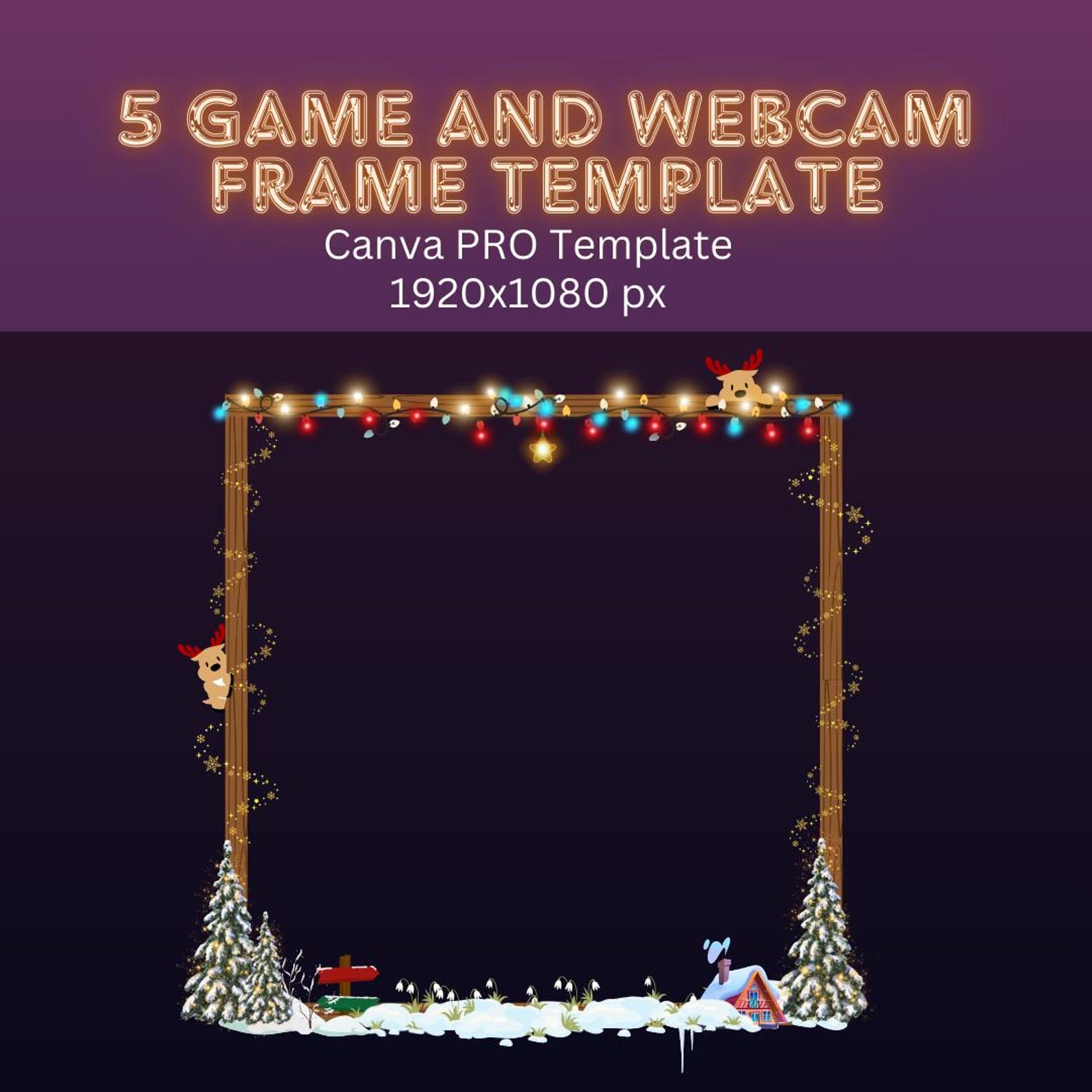 Twitch Frames Classic Christmas OBS Overlay Canva Template Webcam ...