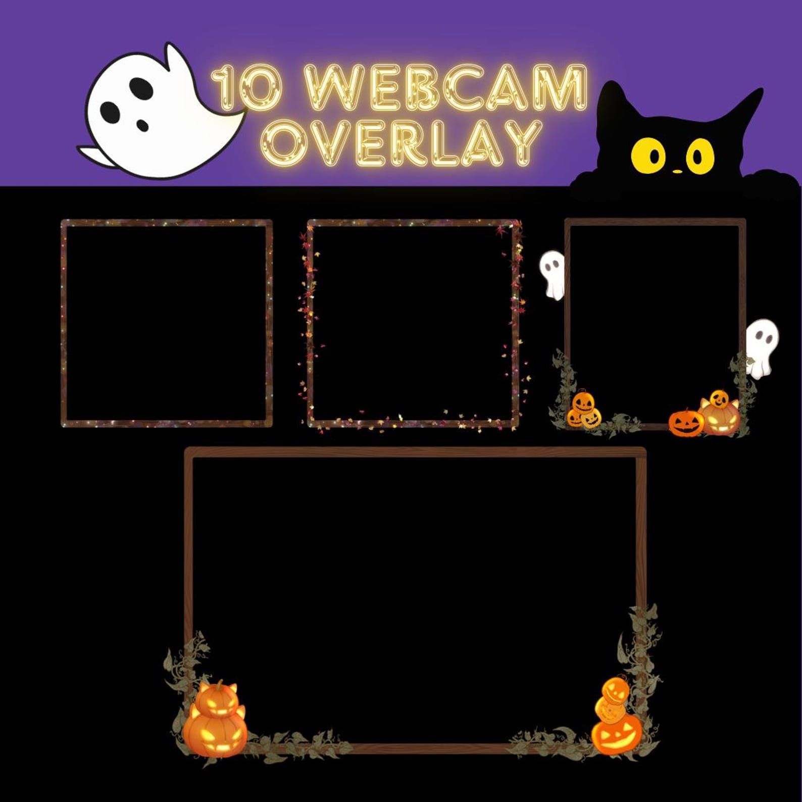 Webcam Overlay Halloween Cottage Core Cute Ghost Pumpkin Fall Season ...