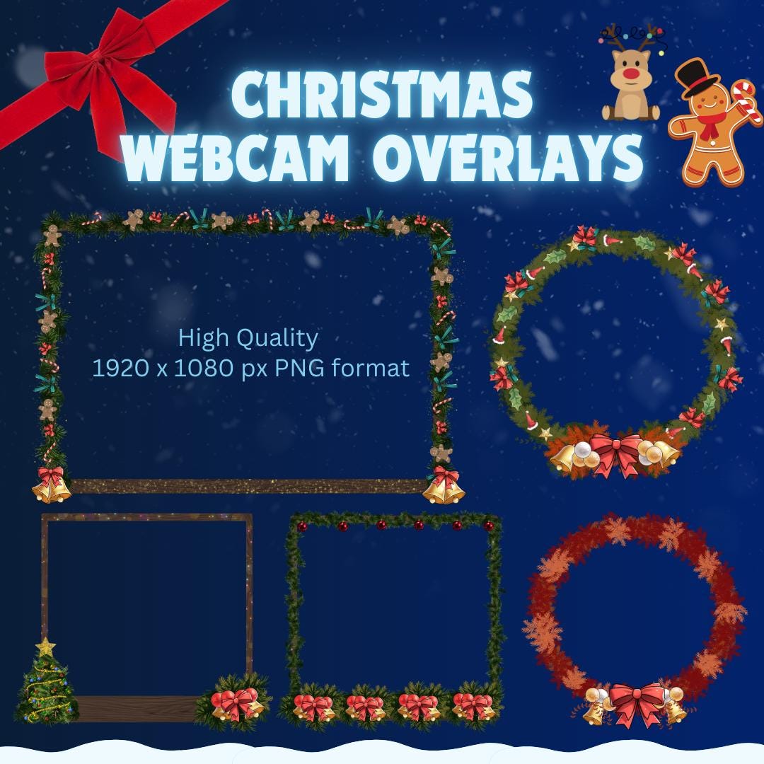 Webcam Overlays Christmas Twitch Frames Vtuber Pngtuber Assets Stream ...