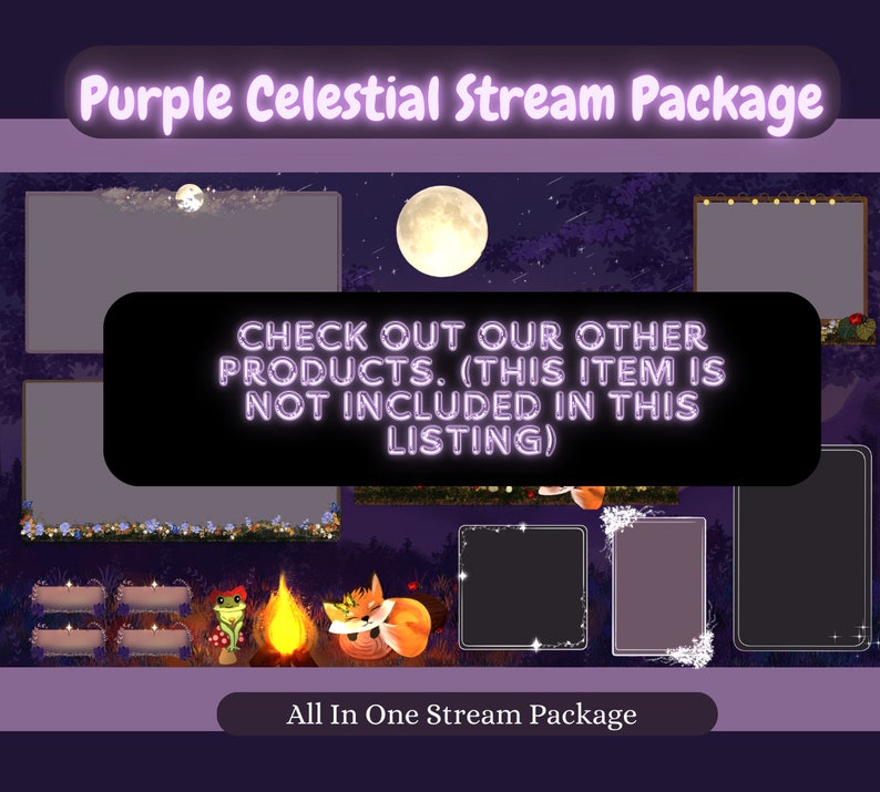 Purple Vtuber Background Animated Screens Stream Overlay Purple Sky ...