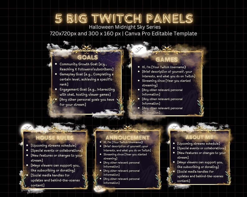 Halloween Twitch Panels Stream Package Decorations Vtuber Asset Info ...