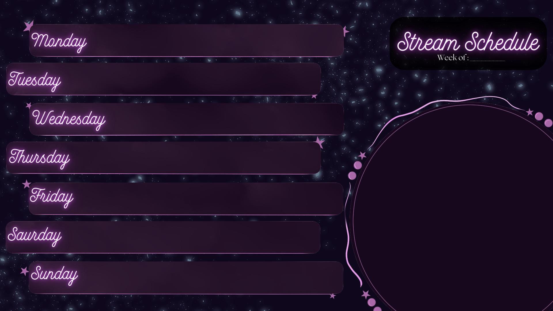 Starry Purple Stream Schedule Vtuber Asset Weekly Planner Twitch ...