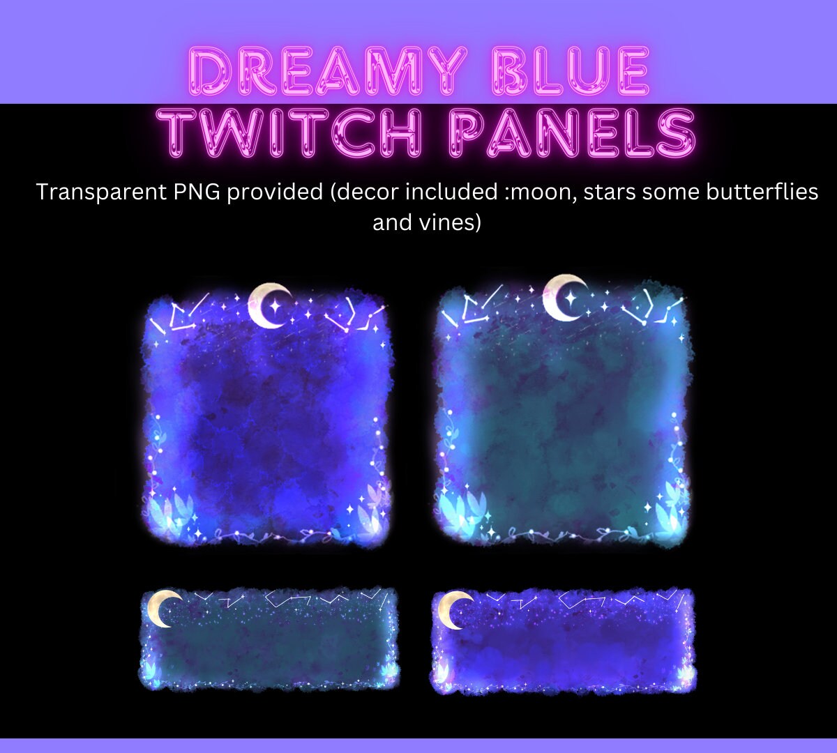 Twitch Panels Dreamy Blue Aesthetic Celestial Glowing Twitch Stream ...