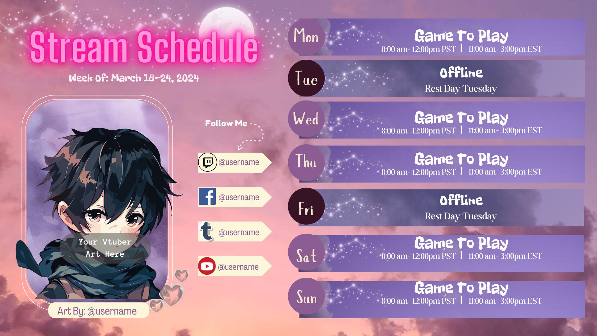 Comfy Starry Night Sky Vtuber Asset Stream Schedules Space Twitch ...