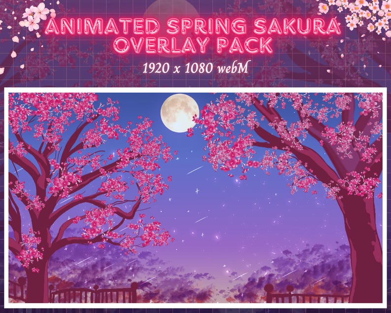 Vtuber Background Animated Overlay Falling Sakura Petal Cozy Pink ...