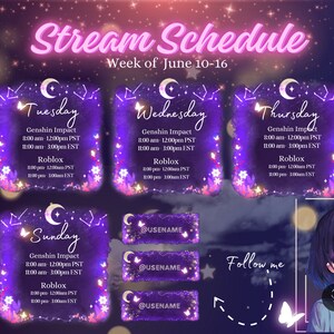 Twitch Panels Dreamy Purple Aesthetic Celestial Glowing Stream Schedule ...