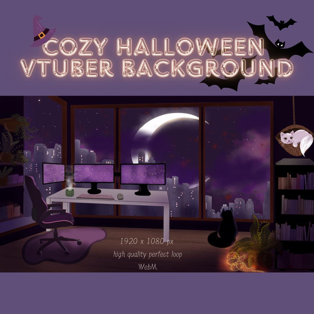 Vtuber Background Cozy Halloween Png Tuber Asset OBS Stream Overlay ...