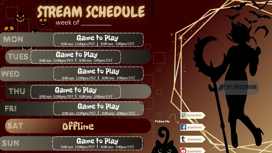 Stream Schedule Twitch Template Dark Red Pngtuber Assets Twitch Canva ...