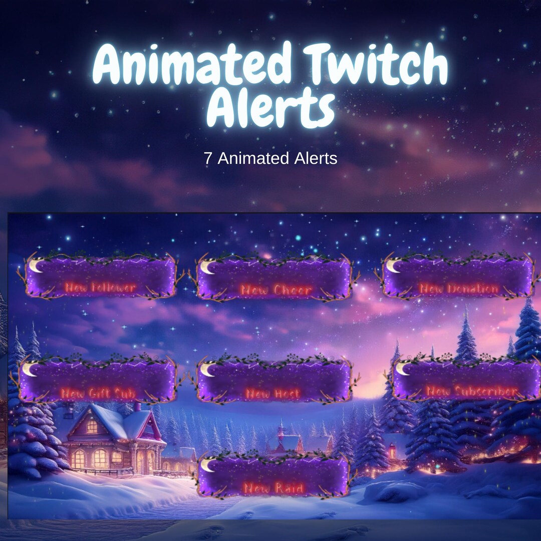 Animated Alerts Christmas Twitch Stream Pack | Vtuber Asset Gamer Gift ...
