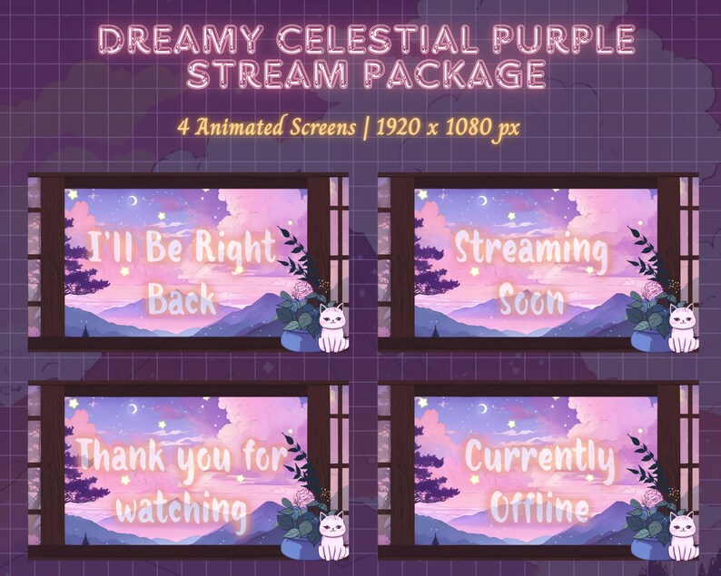 Dreamy Twitch Stream Overlay Package Vtuber Background Animated Stream ...
