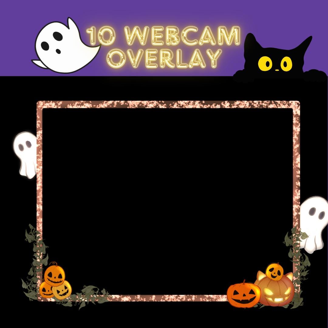 Webcam Overlay Halloween Cottage Core Cute Ghost Pumpkin Fall Season ...