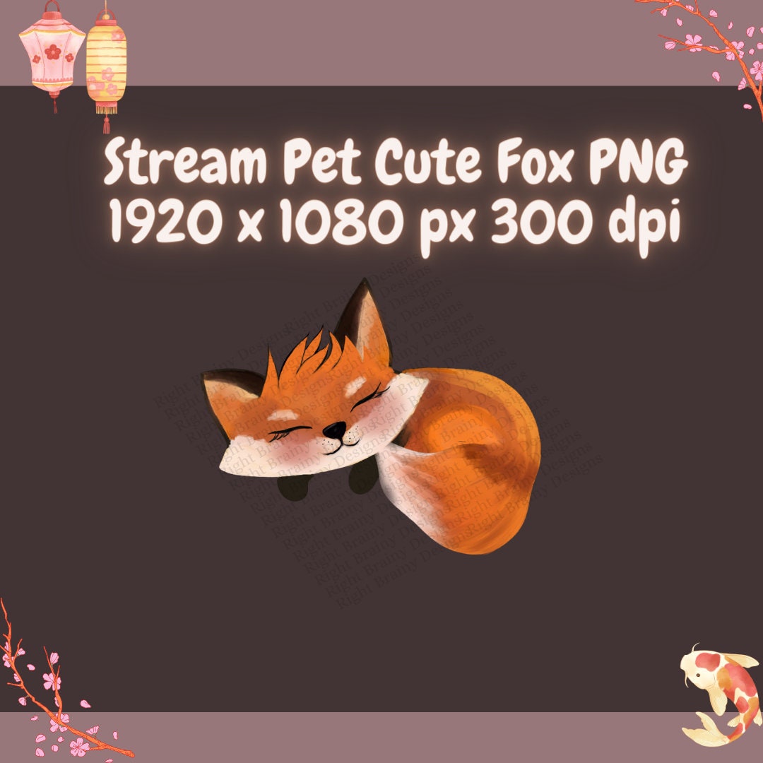 Vtuber Asset Cute Sleeping Fox Stream Pet PNG 1920x1080px 300 Dpi ...