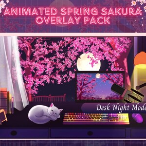 Spring Sakura Stream Animated Overlay Vtuber Asset Twitch Cherry ...