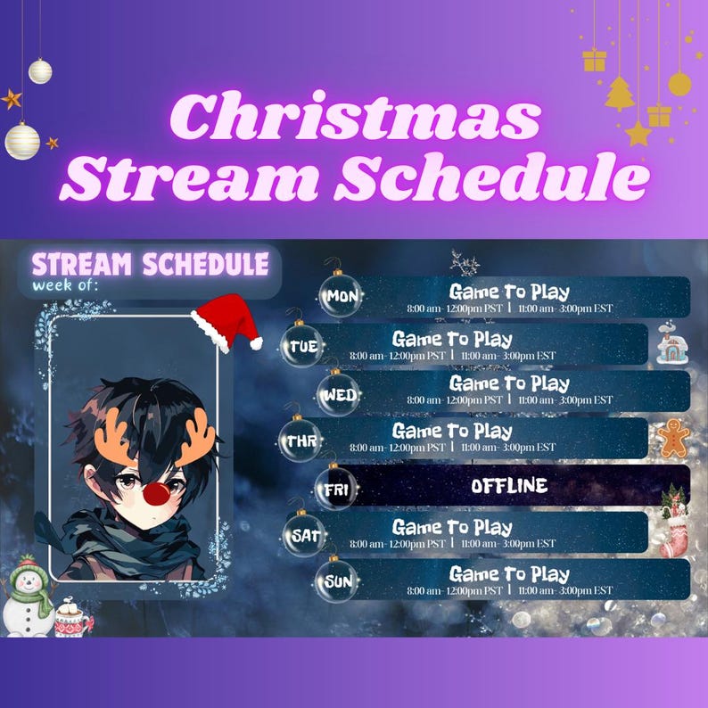 Stream Schedule Winter White Christmas Cute Weekly Stream Plan Vtuber ...