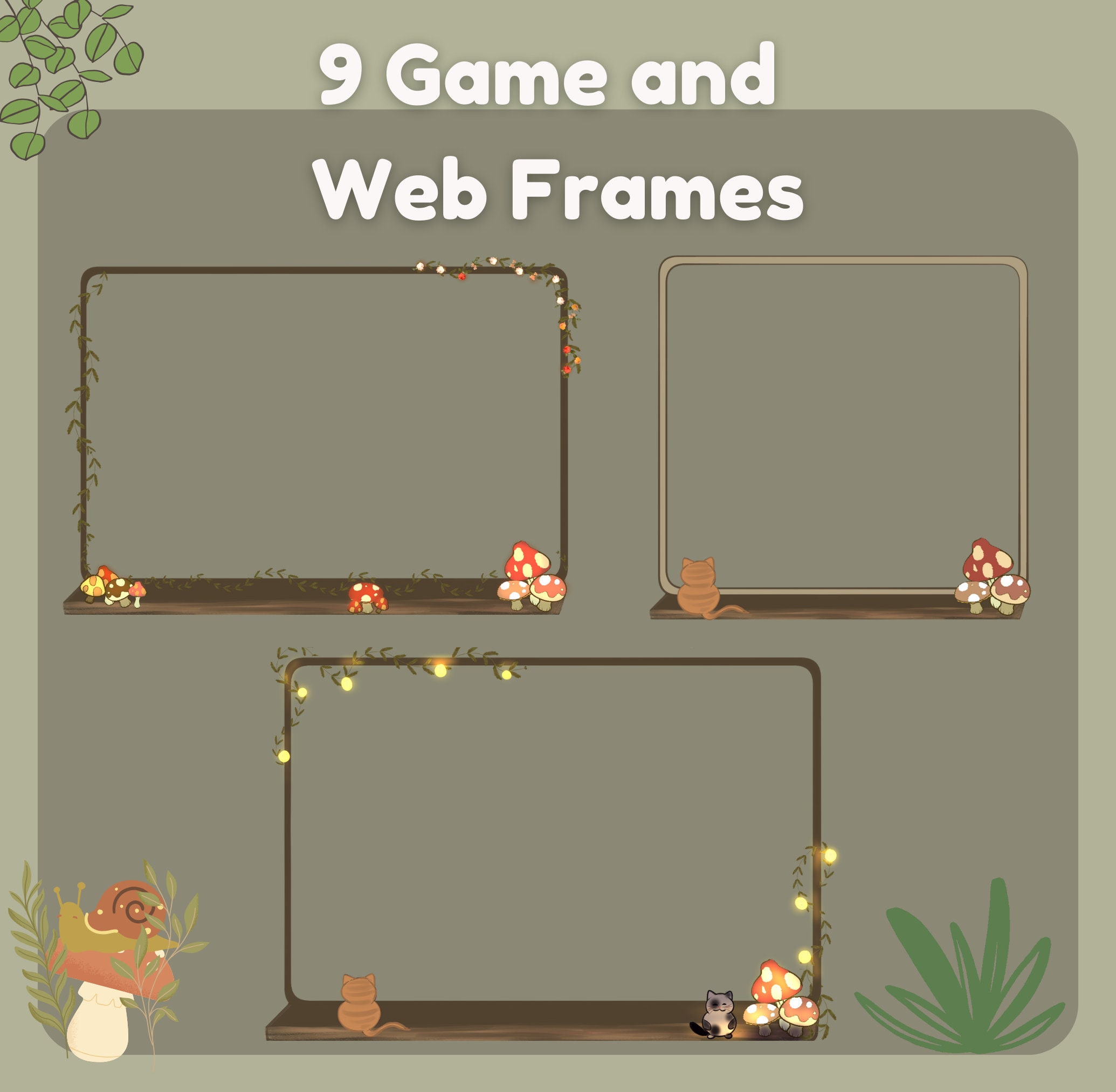 Rounded Corners Webcam Borders Mushroom Cat Cottage Core Twitch OBS ...