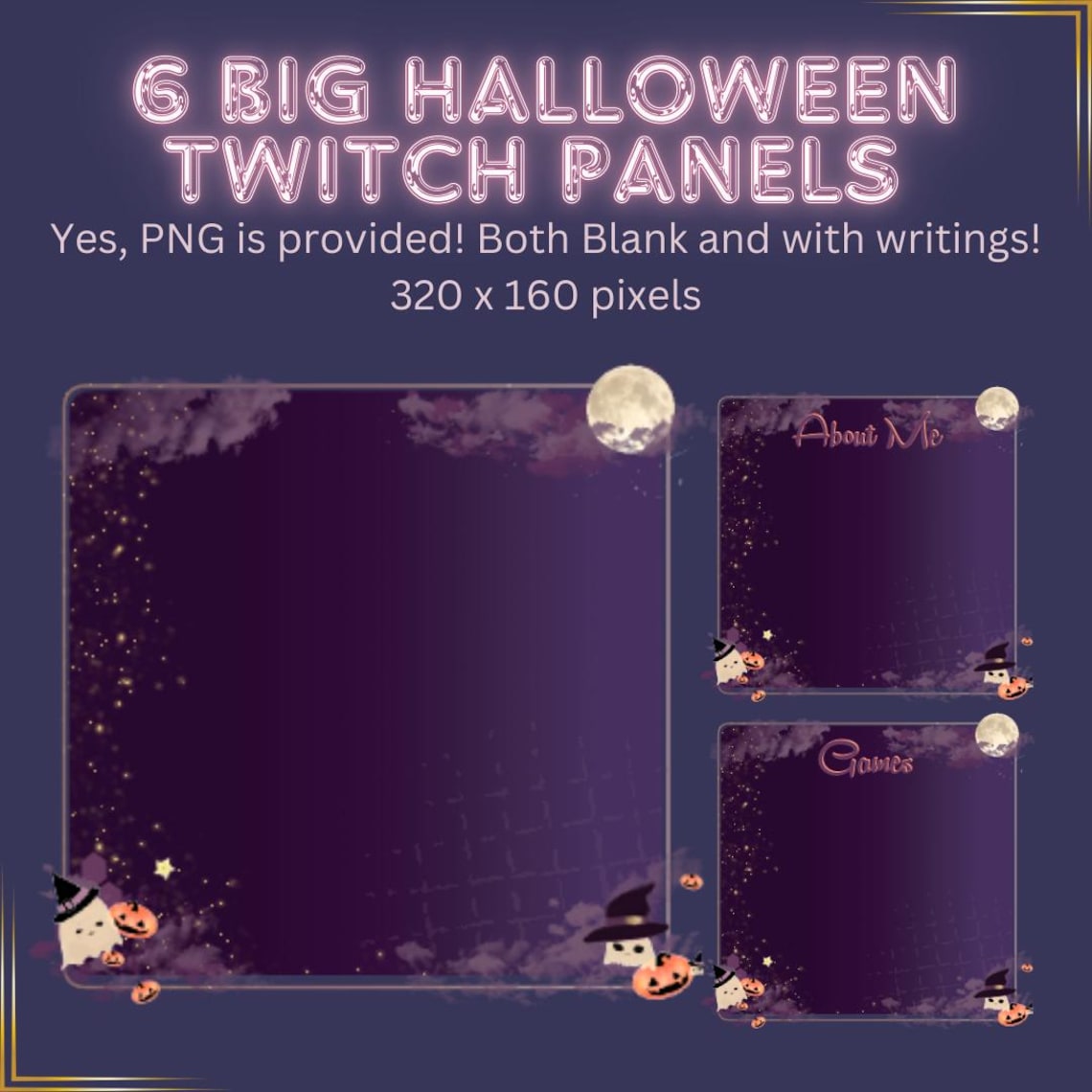 Twitch Panels Halloween Blank PNG Cute Ghost Witch Hat Vtuber Asset ...