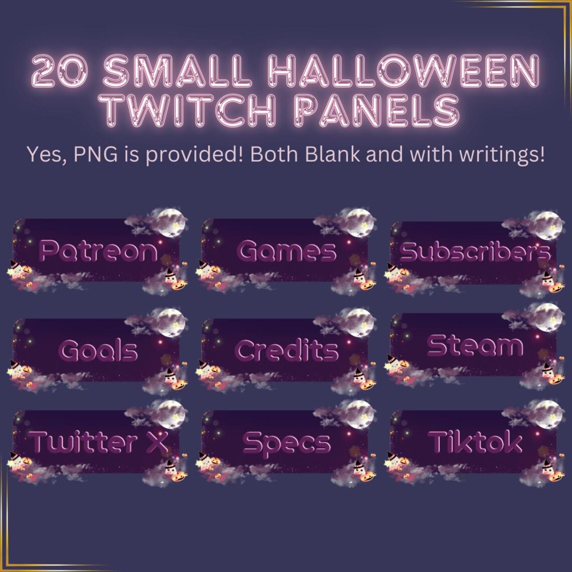 Twitch Panels Halloween Blank PNG Cute Ghost Witch Hat Vtuber Asset ...