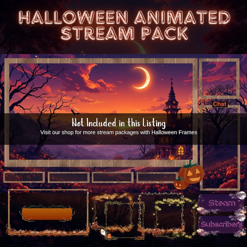 Spooky Webcam Overlay Rounded Corner Cute Ghost Twitch Frames Editable ...