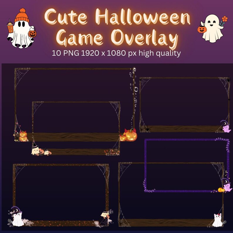 Ghost Cat Pumpkin Halloween Twitch Frames Webcam Overlay Streamer ...