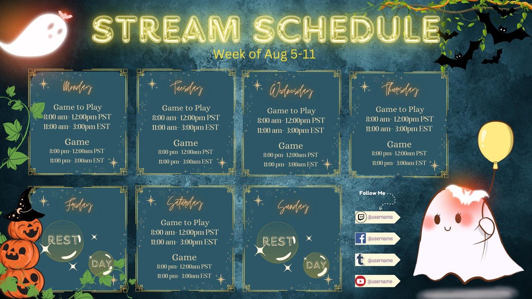Halloween Stream Schedule Vtuber Asset Twitch Planner Horror Stream ...