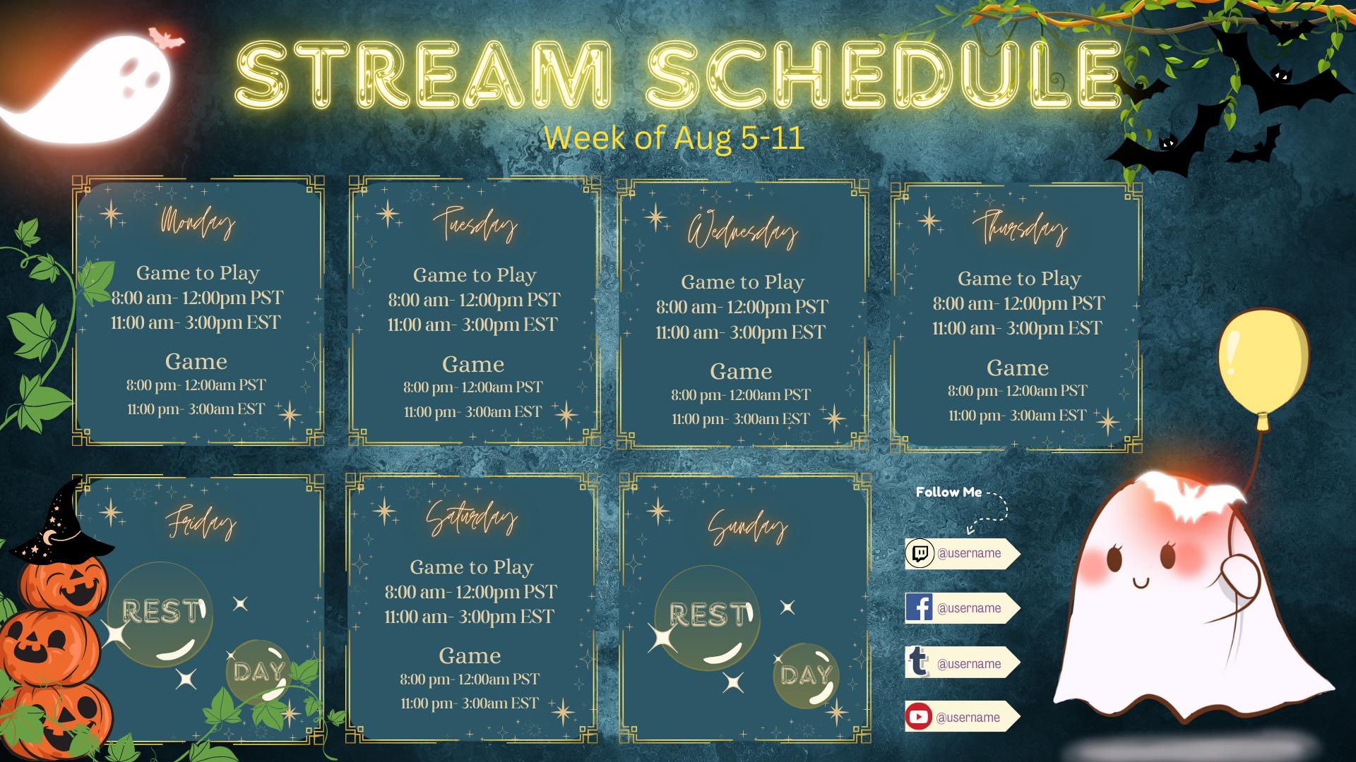 Halloween Stream Schedule Template: Spooky Vtuber Planner (canva ...