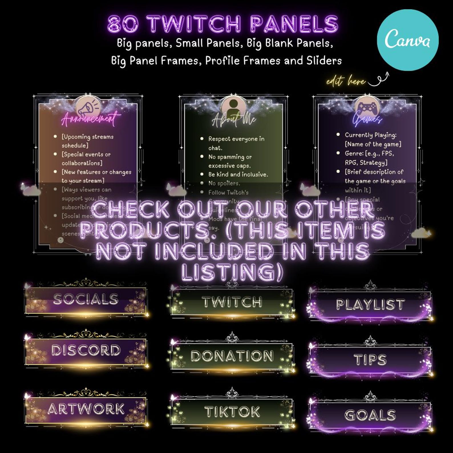 Stream Schedule Twitch Template Dark Red Pngtuber Assets Twitch Canva ...