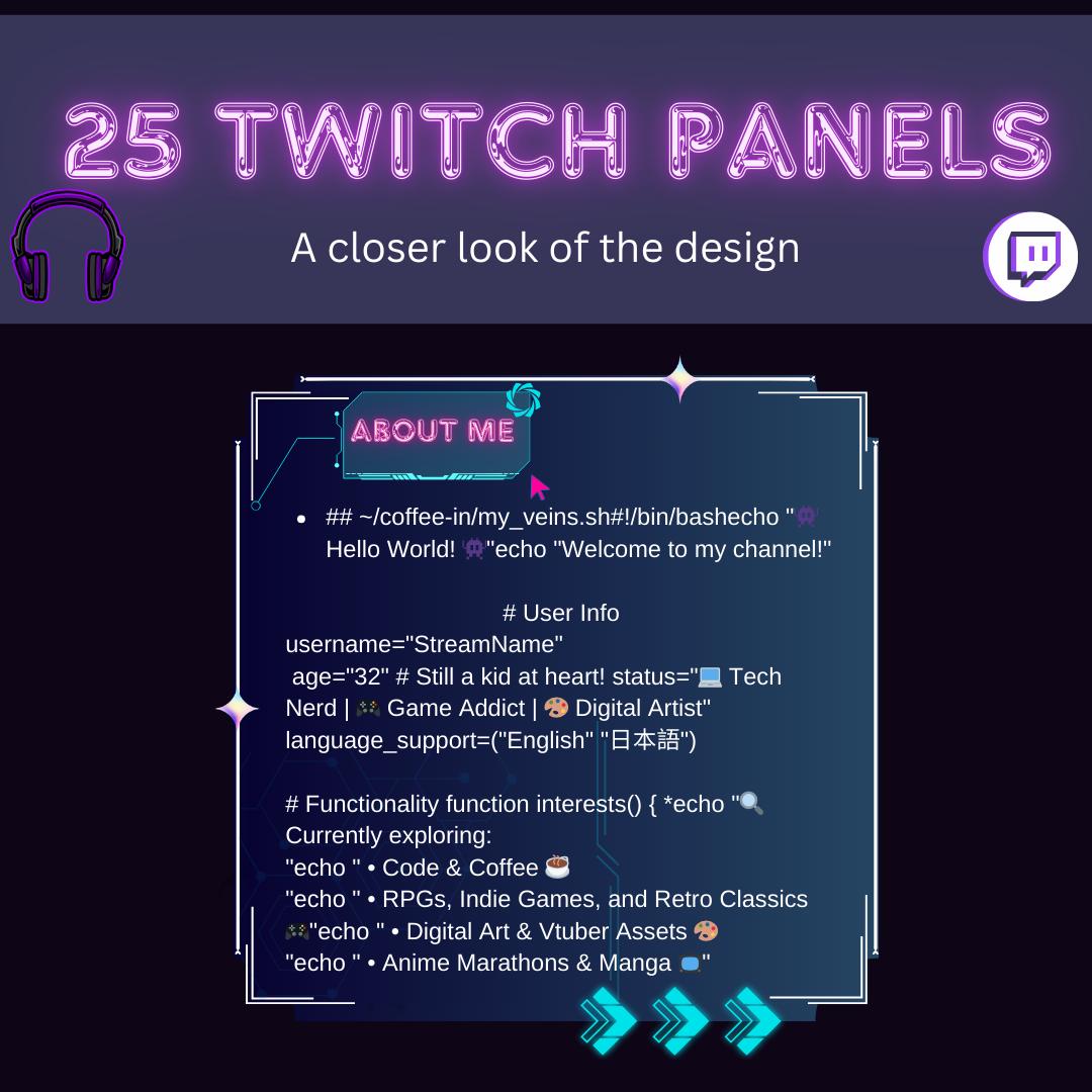 Twitch Panels Customizable Aesthetic Template Pink Purple Blue Info ...