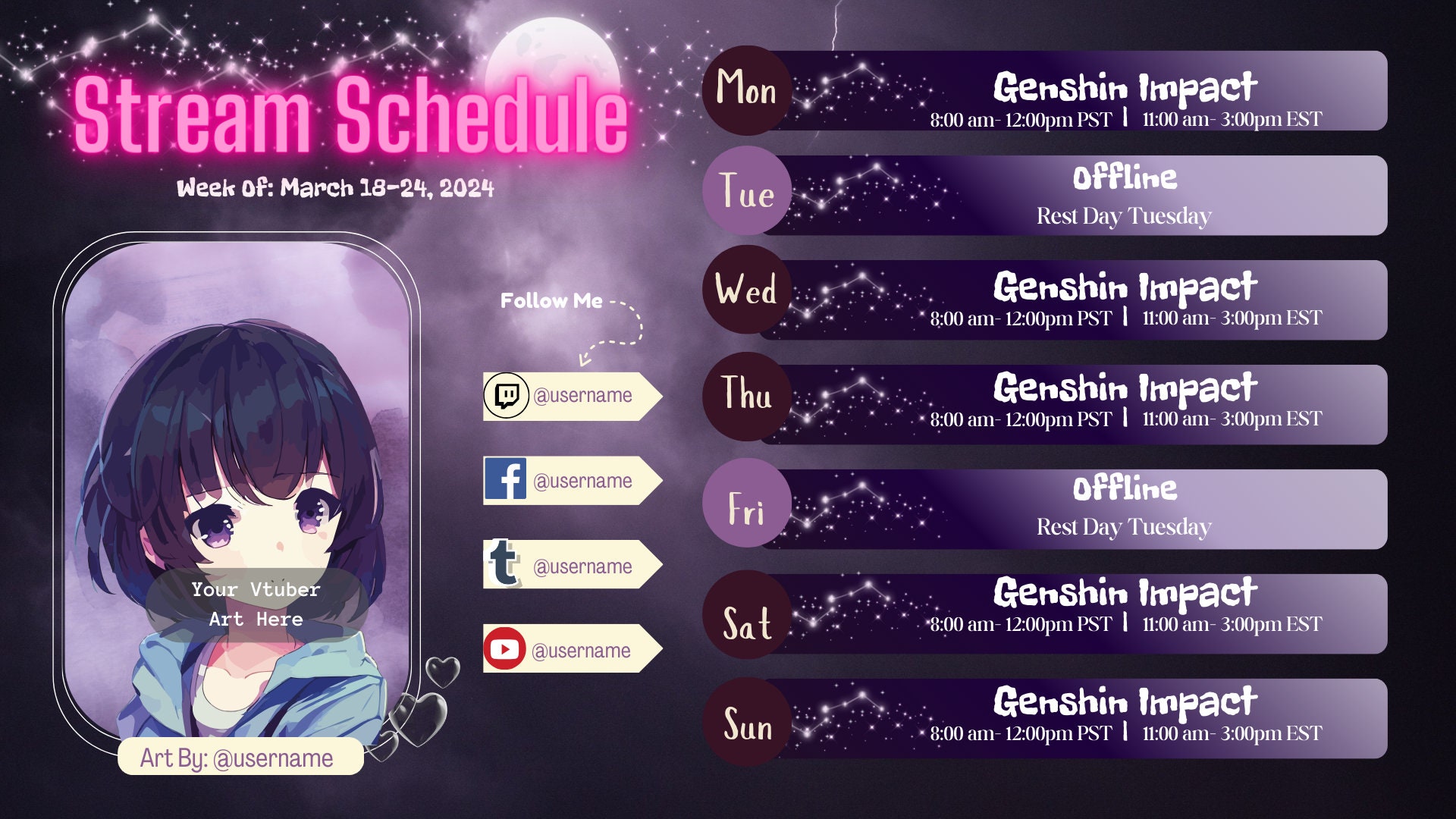 Comfy Starry Night Sky Vtuber Asset Stream Schedules Space Twitch ...