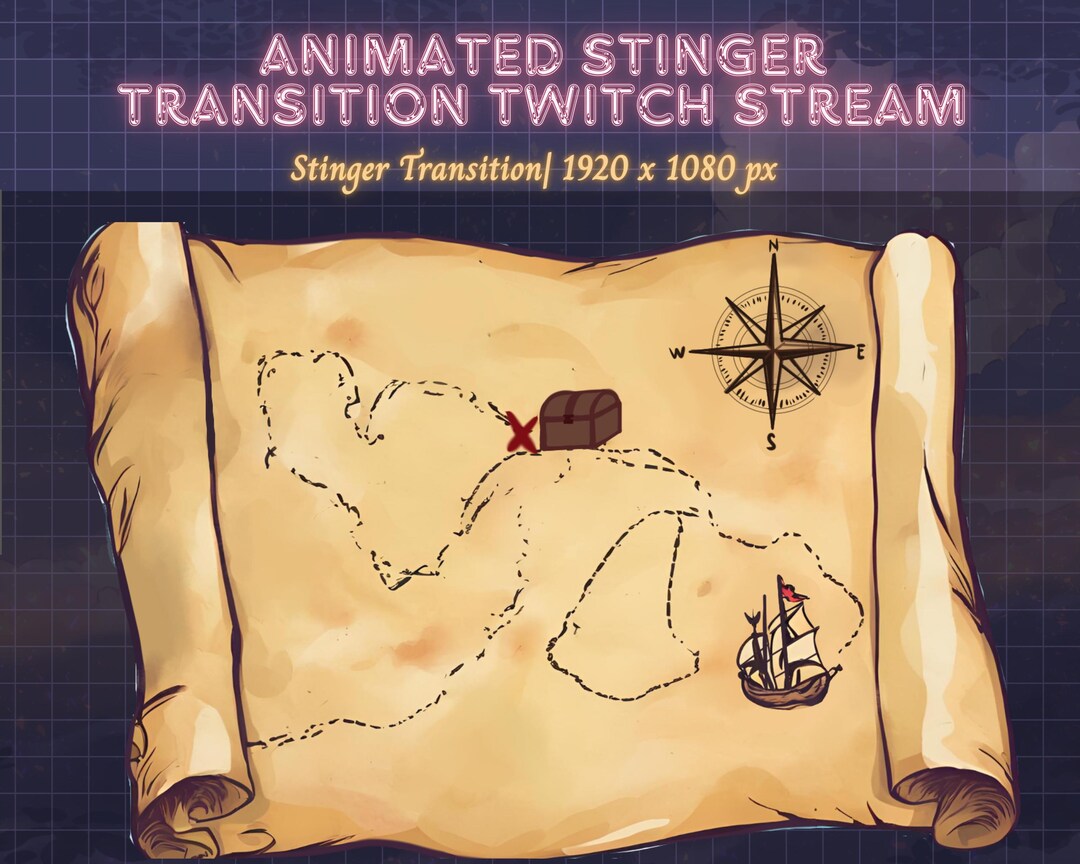 Treasure Map Stinger Transition: Animated Twitch Stream Overlay - Etsy