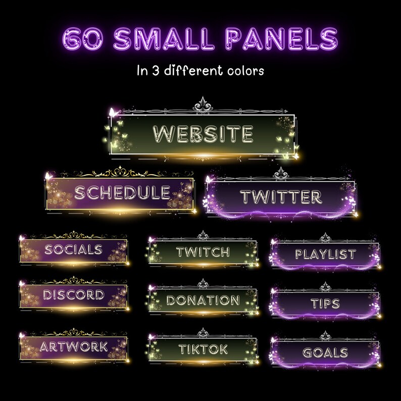 Purple Twitch Panels Customizable Canva Glowing Celestial Design ...