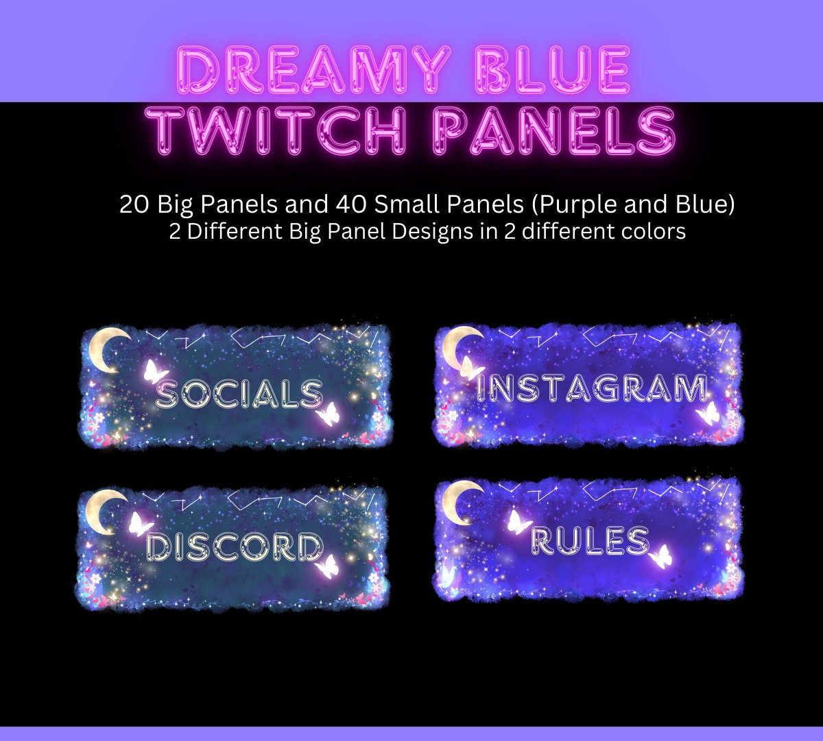 Twitch Panels Dreamy Blue Aesthetic Celestial Glowing Twitch Stream ...