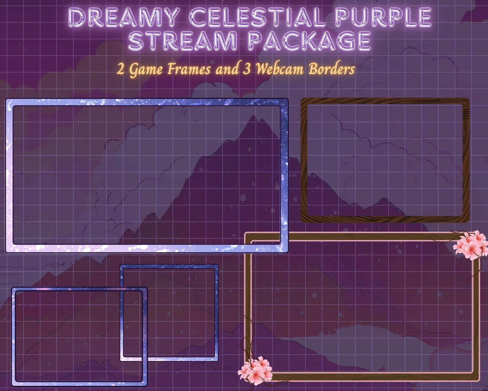 Dreamy Twitch Stream Overlay Package Vtuber Background Animated Stream ...