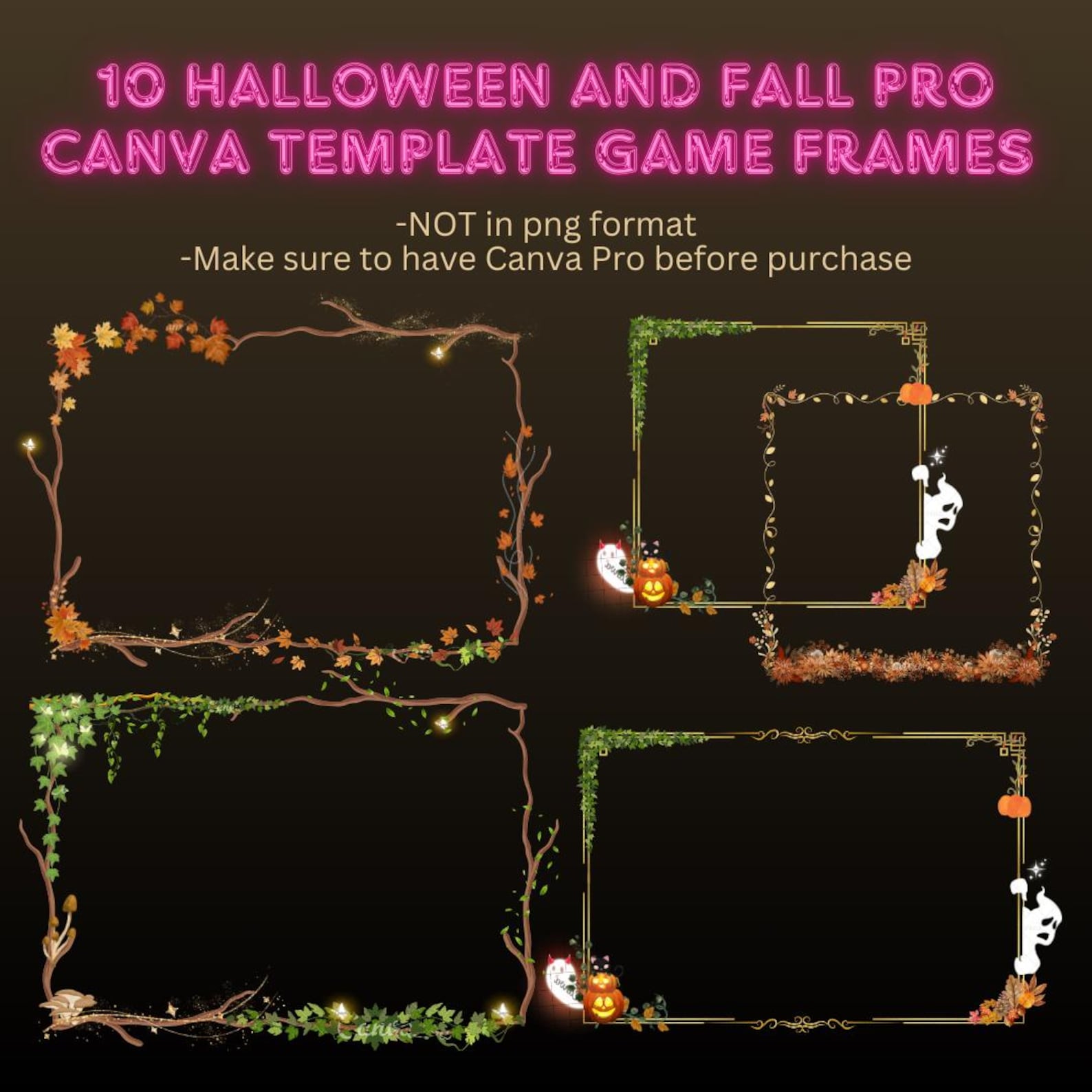 Spooky Webcam Overlay Rounded Corner Cute Ghost Twitch Frames Editable ...