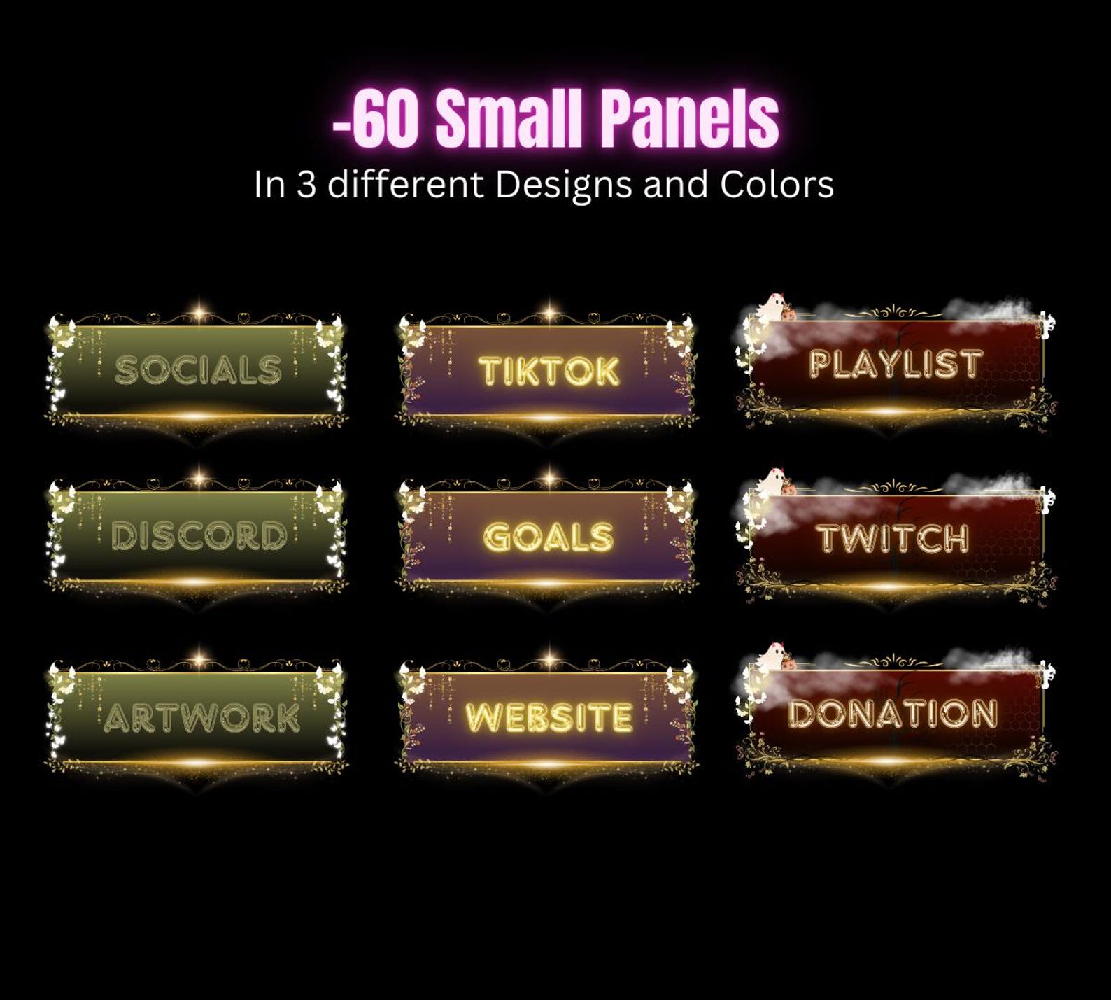 Cute Twitch Panel Premium Stream Panels Package Forest Green Autumn ...