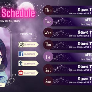Comfy Starry Night Sky Vtuber Asset Stream Schedules Space Twitch Schedule Template Cute Purple ...