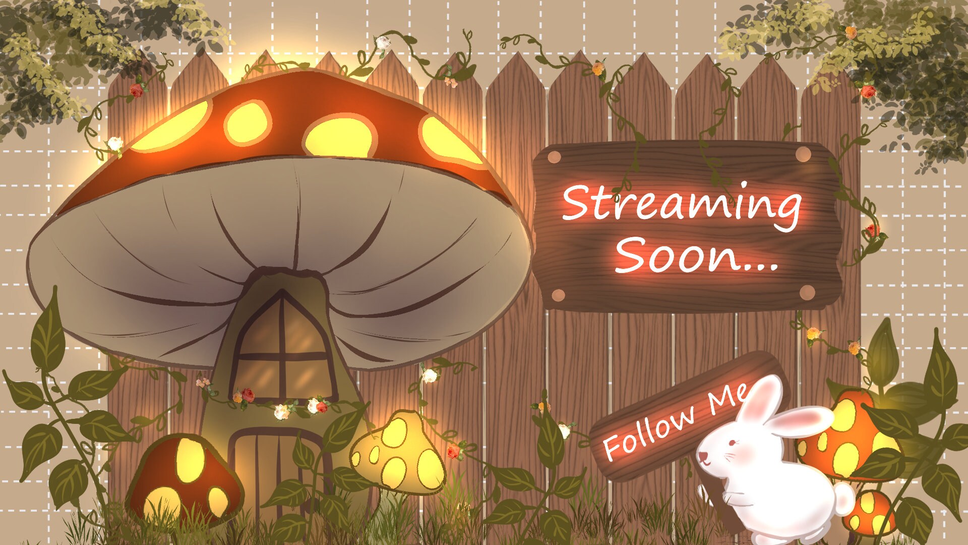 Cottage Core Animated Vtuber Asset Twitch Overlay Cute Glowy Mushroom ...