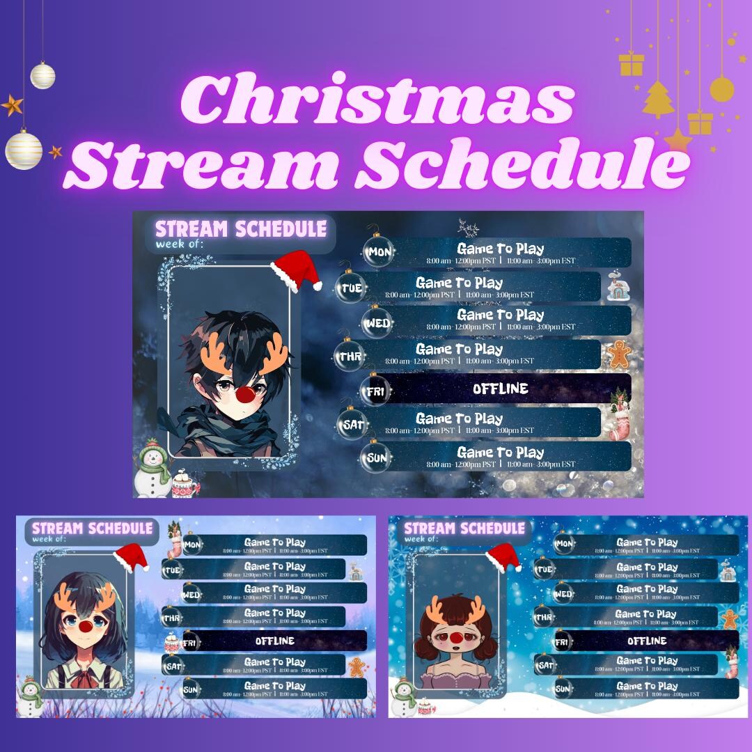 Stream Schedule Winter White Christmas Cute Weekly Stream Plan Vtuber ...
