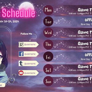 Comfy Starry Night Sky Vtuber Asset Stream Schedules Space Twitch Schedule Template Cute Purple ...