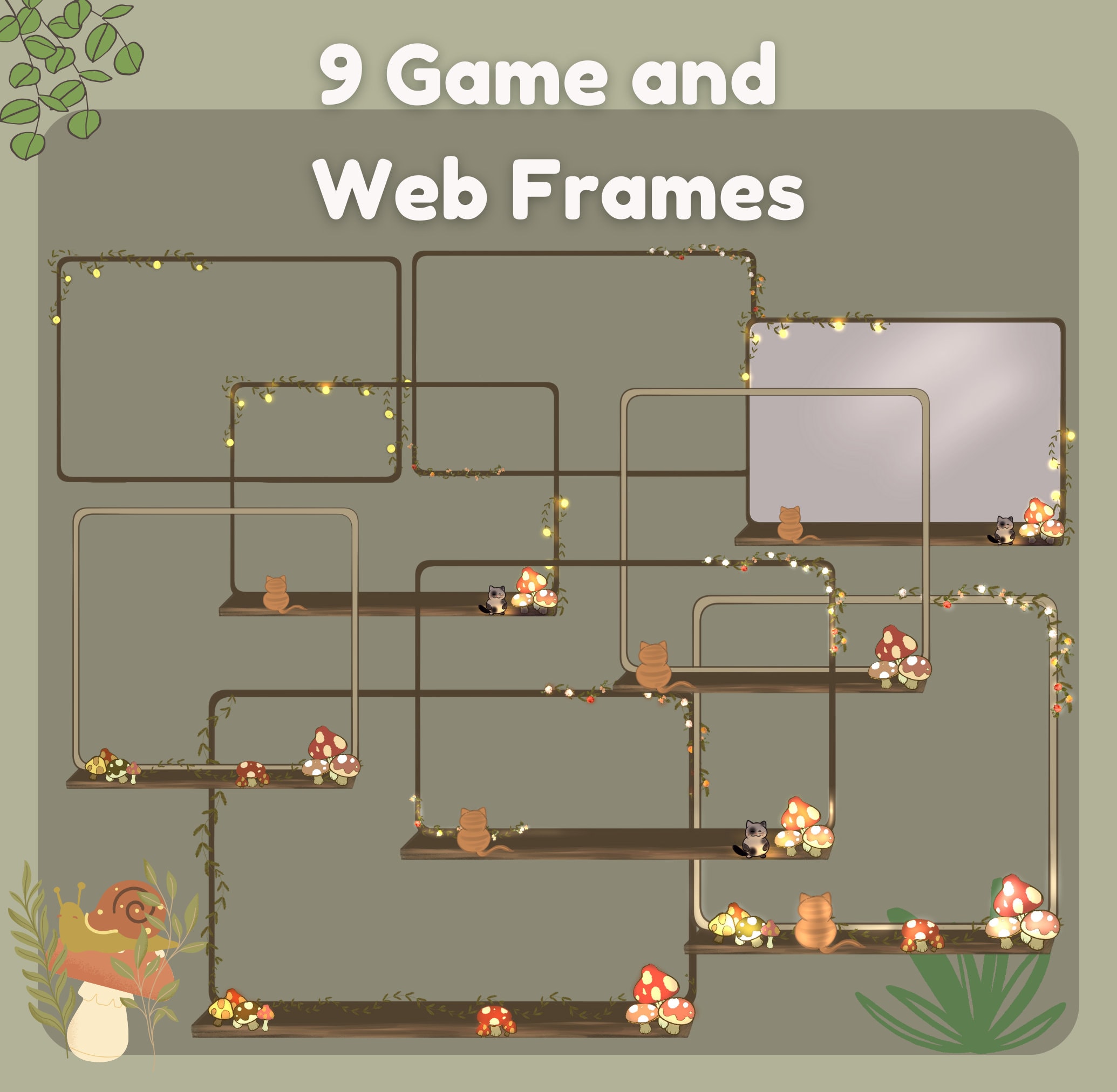 Rounded Corners Webcam Borders Mushroom Cat Cottage Core Twitch OBS ...