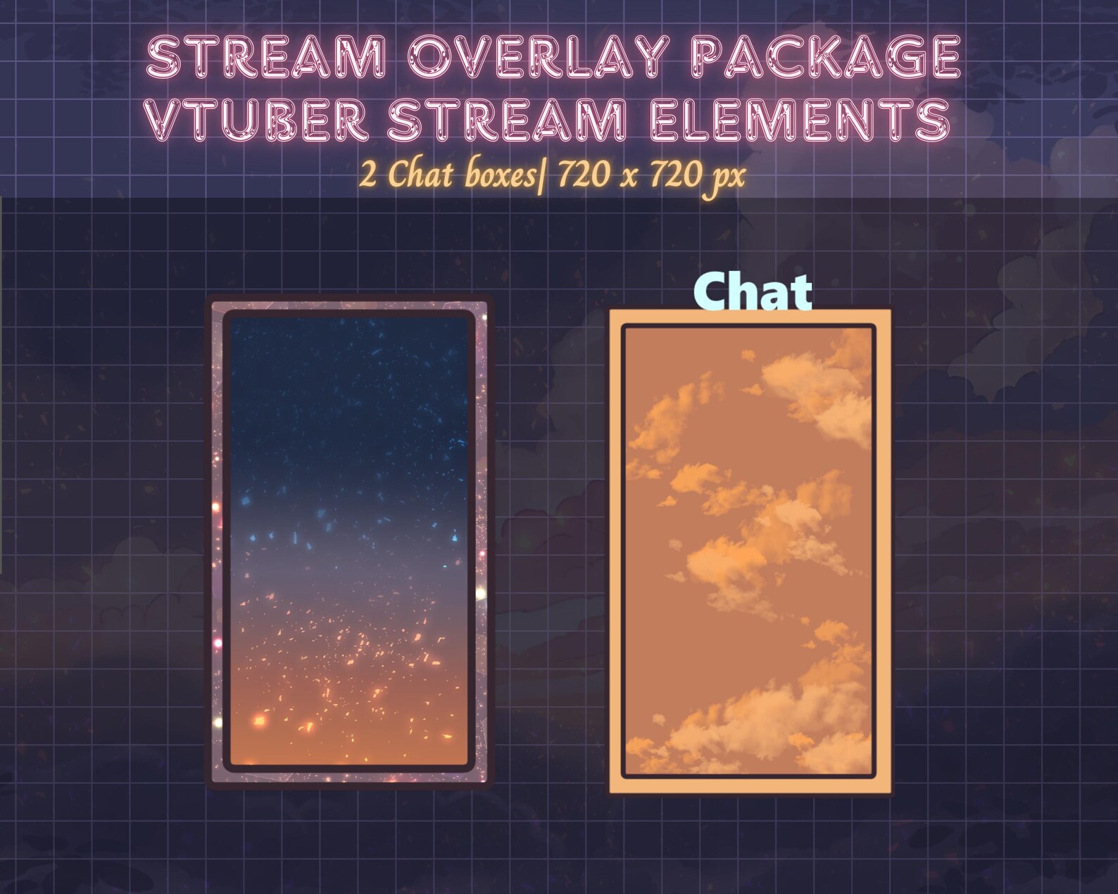 Vtuber Stream Overlay Package: Animated Celestial Theme (digital ...