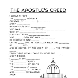 Catholic Kids Worksheet| the Apostles Creed| Common Catholic Prayers ...